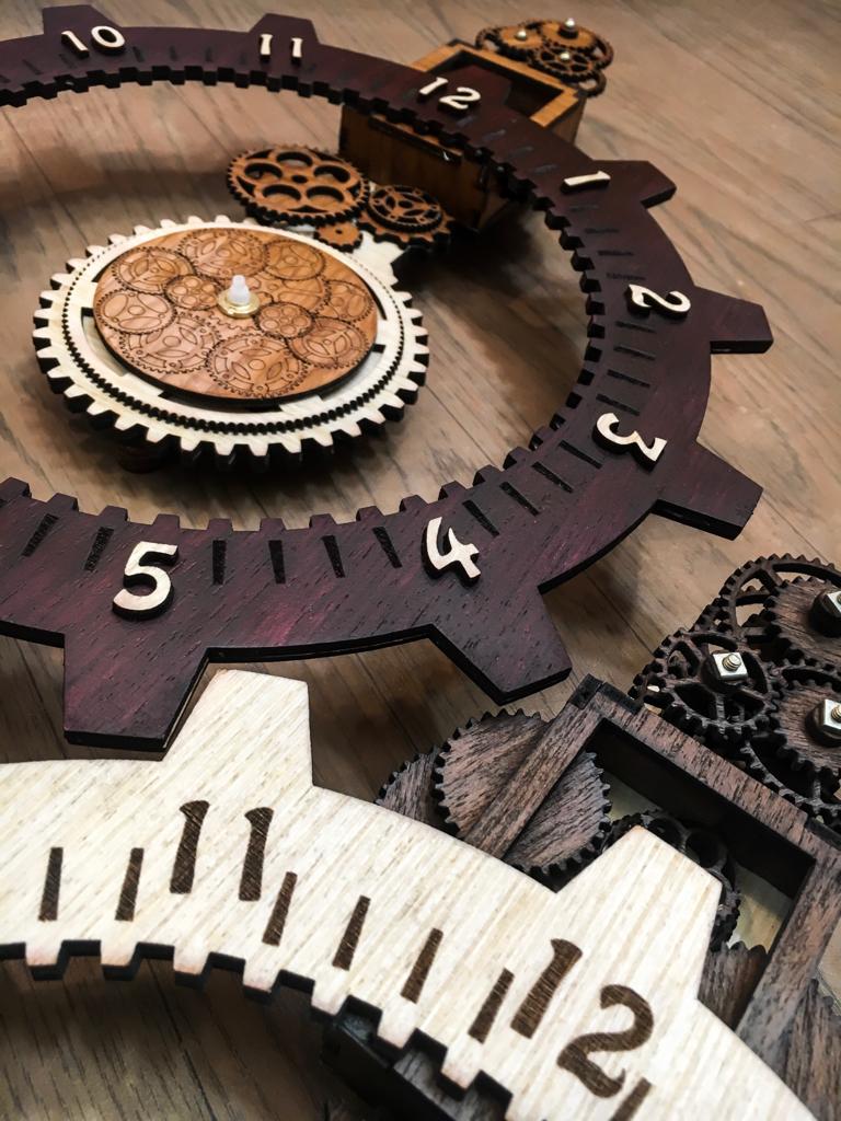 COGWHEELS - Qreative Qick Wooden Wall Clock | Vintage Clocks | Gear Cl ...